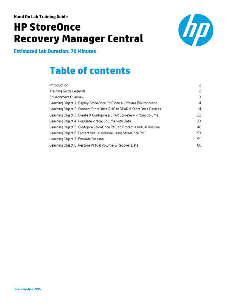 HP StoreOnce Recovery Manager Central | PDF