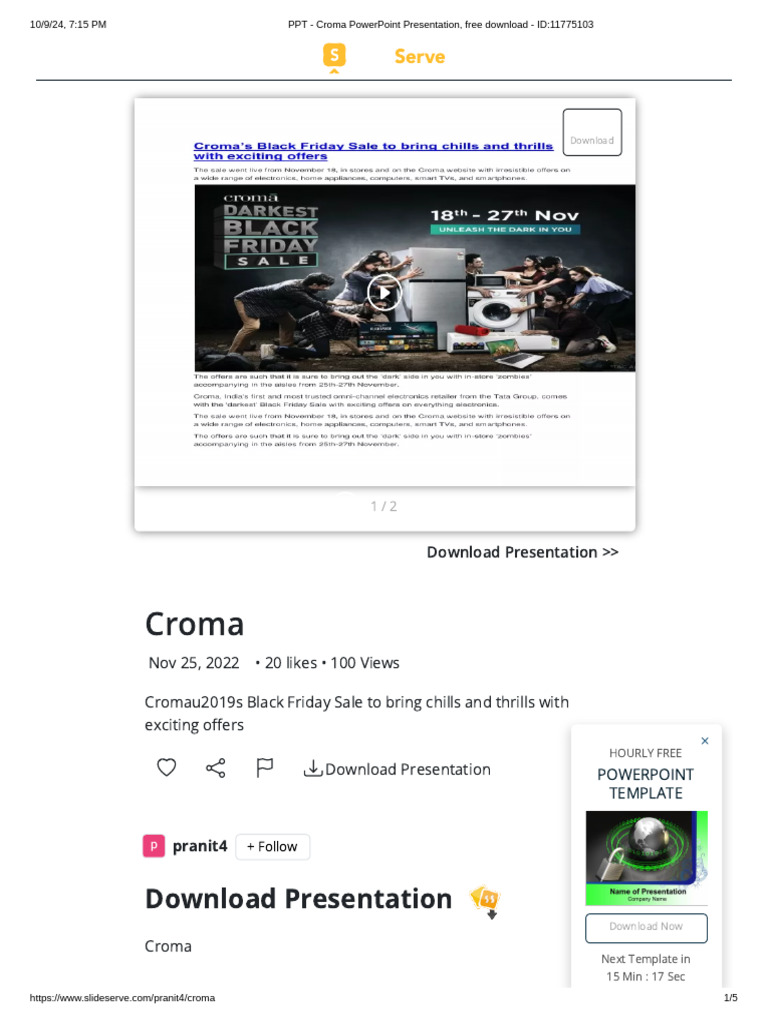 Croma PowerPoint Presentation, Free Download - ID - 11775103 | PDF