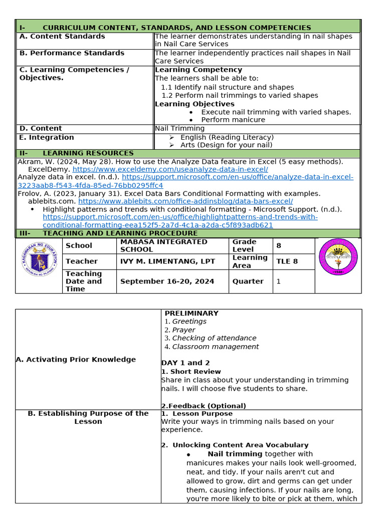 Tle 8 DLP 8 Week 8 | PDF