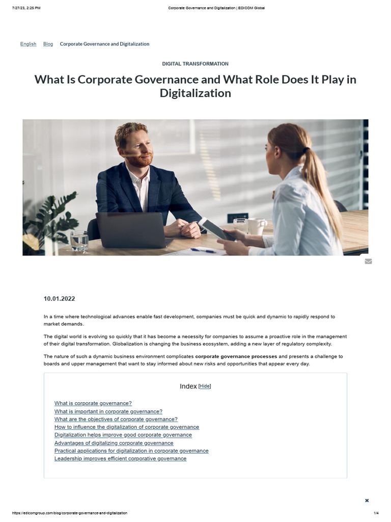 Corporate Governance and Digitalization - EDICOM Global | PDF