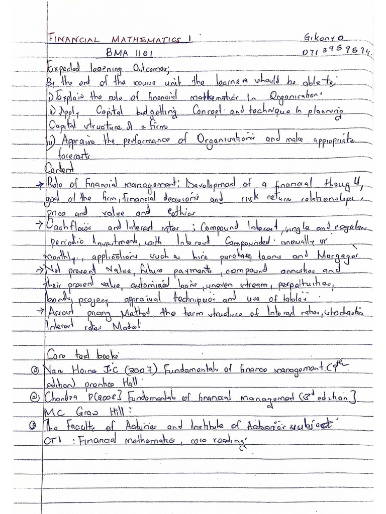 Financial Maths Gikonyo | PDF