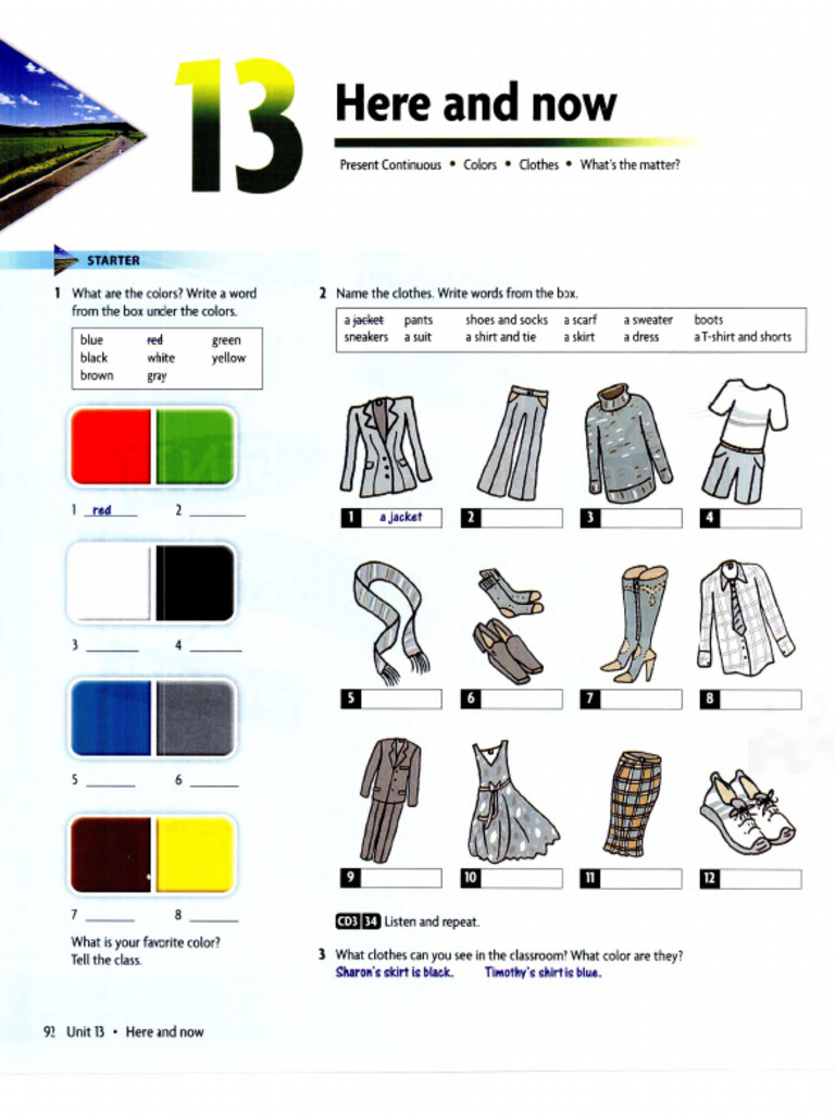 Colors and Clothes From American Headway Starter | PDF