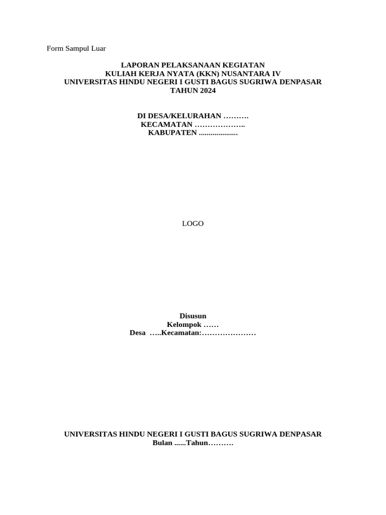 Form Laporan Pelaksanaan Kegiatan Kkn Pdf