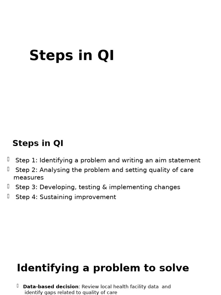 Steps in QI - Sustaining Improvements | PDF | Goal | Health Sciences