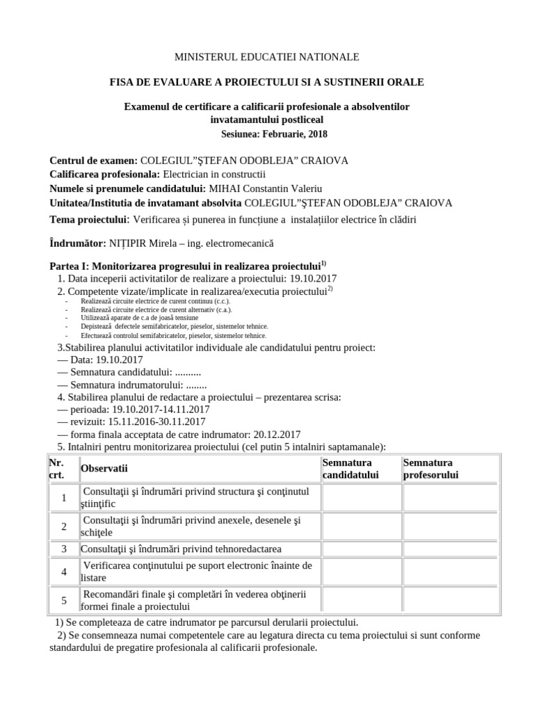 Fisa Evaluare | PDF
