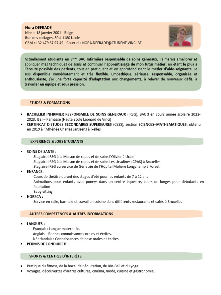 Nora Defrade - CV Février 2024 | PDF