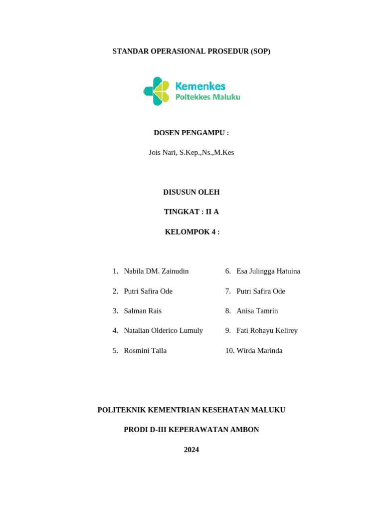 Sop Kep Anak - Kel 4 | PDF