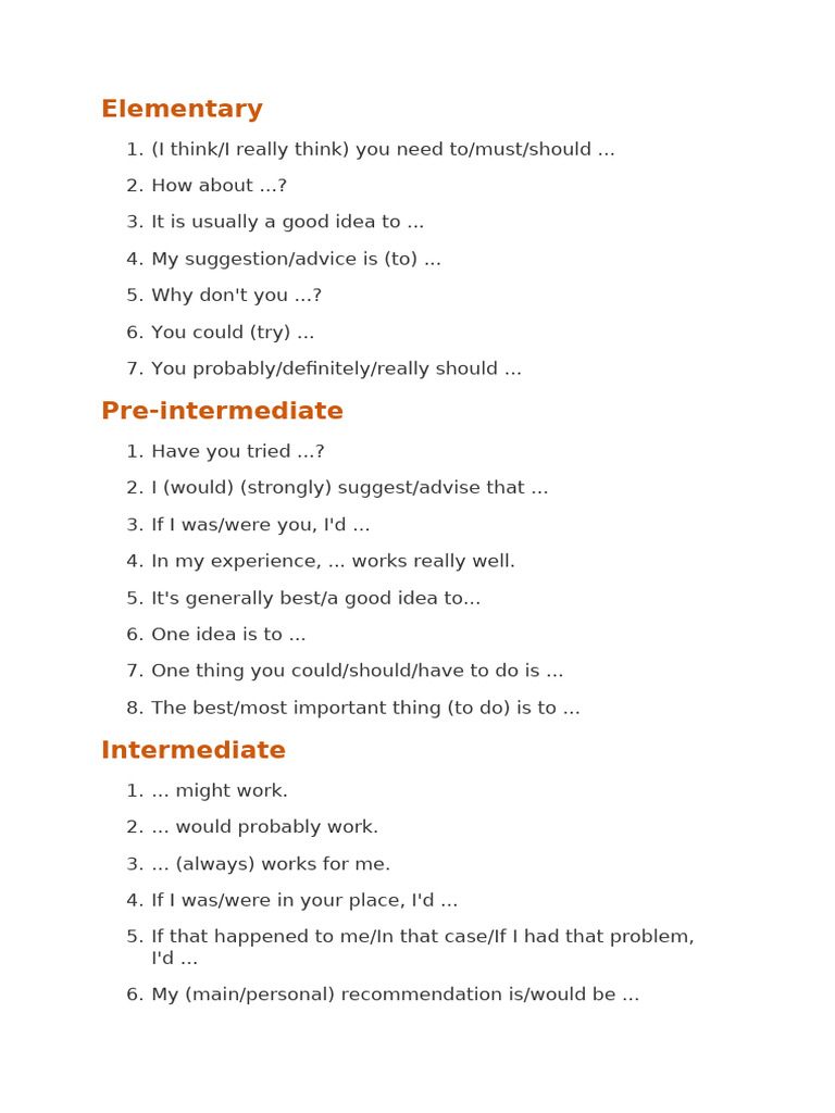 Giving Advice Phrases | PDF