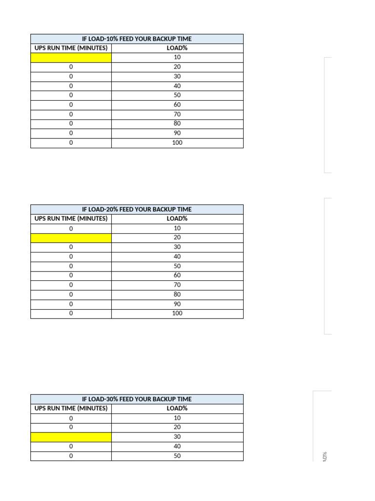 Battery Run Time Chart - Calculater | PDF