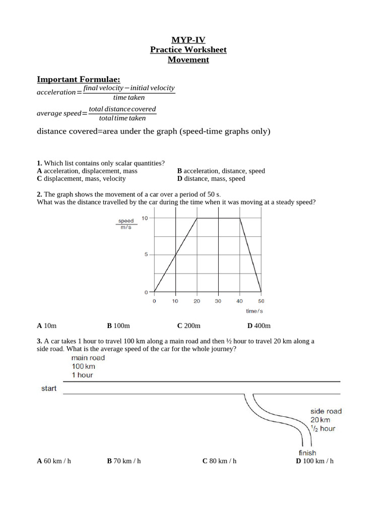Practice Worksheet-Movement | PDF