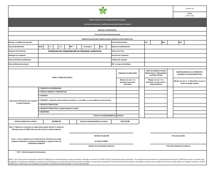 GFPI-F-165 Formato EJEMPLO | PDF