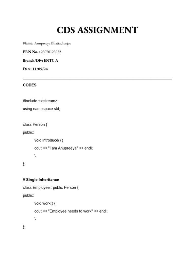 Cds Assignment: Anupreeya Bhattacharjee 23070123022 | PDF