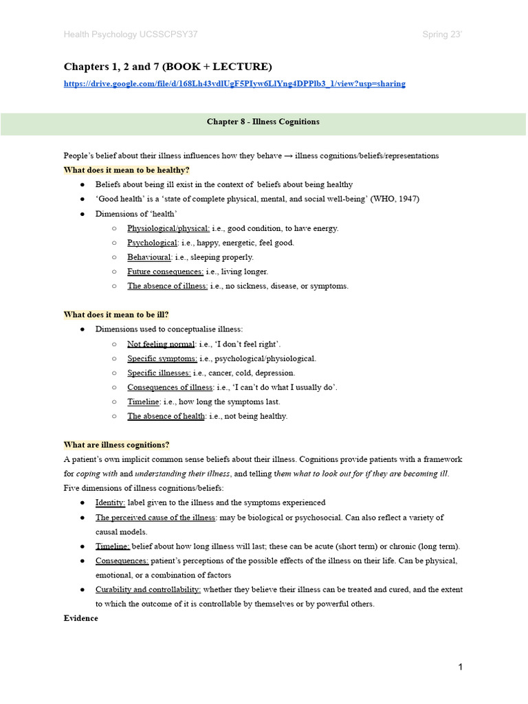 Health Psych Notes Chapters 1,2,7 | PDF | Stress (Biology) | Career ...