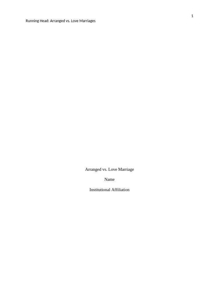 Arranged Vs Love Marriage | PDF