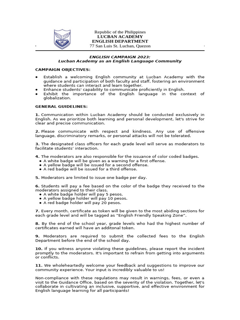 English Campaign 2023 | PDF