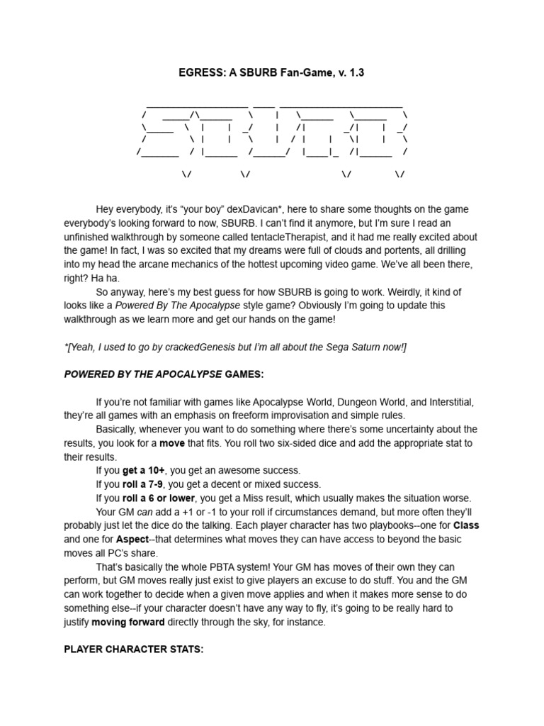 EGRESS - A SBURB Fan-Game v1.4 | PDF