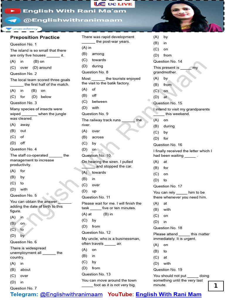 Preposition + Cloze Test + Sentence Arrangement | PDF