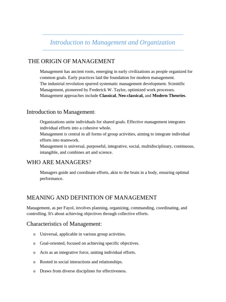 CH1 Introduction To Management and Organization | PDF