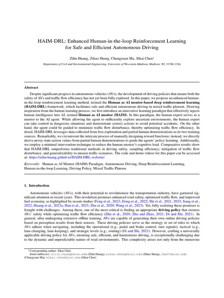 HAIM-DRL: Enhanced Human-In-The-Loop Reinforcement Learning | PDF