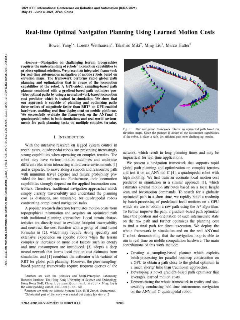Real-Time Optimal Navigation Planning Using Learned Motion Costs | PDF