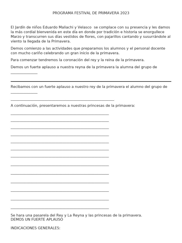 PROGRAMA FESTIVAL DE LA PRIMAVERA | PDF