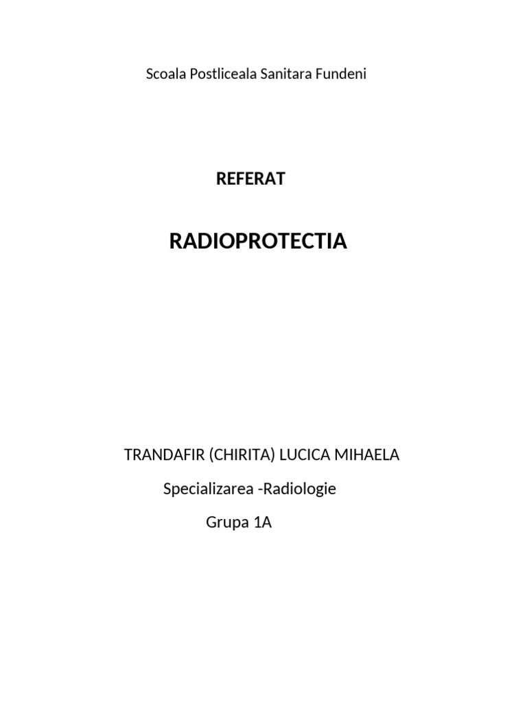 Referat Radioprotectia | PDF