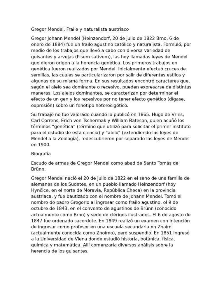 Gregor Mendel | PDF