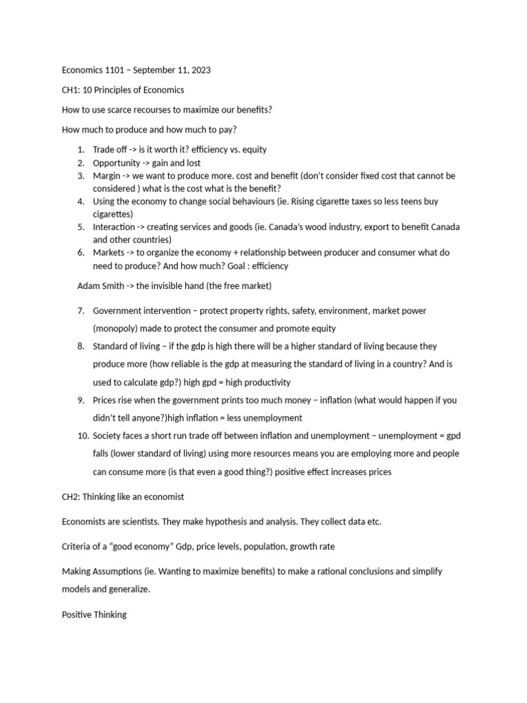 ECO 1101 - Notes Lecture 1 | PDF ECO 1101 - Notes Lecture 1 | PDF