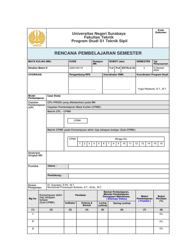 RPS Struktur Beton II | PDF