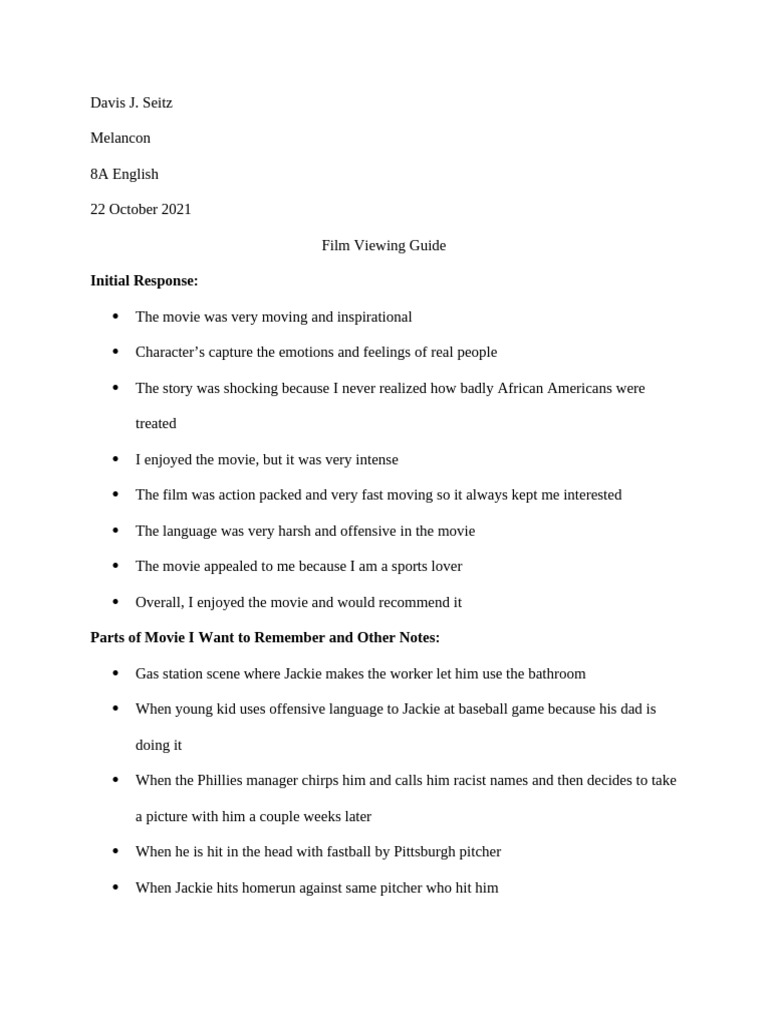 Film Viewing Guide | PDF