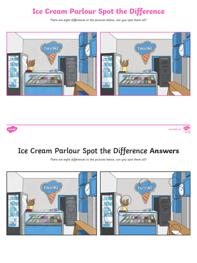 Ice Cream Parlour Spot the Difference | PDF