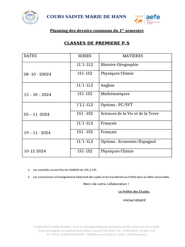 Devoirs Communs 2024-2025 | PDF