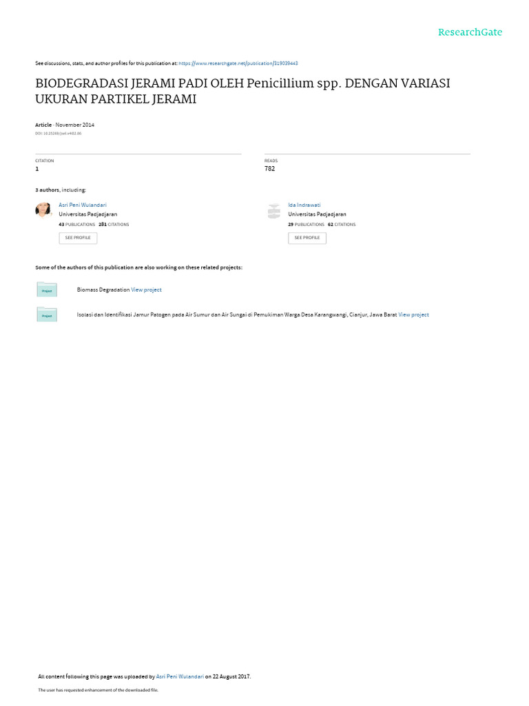 BIODEGRADASI JERAMI PADI OLEH Penicillium SPP DENG | PDF