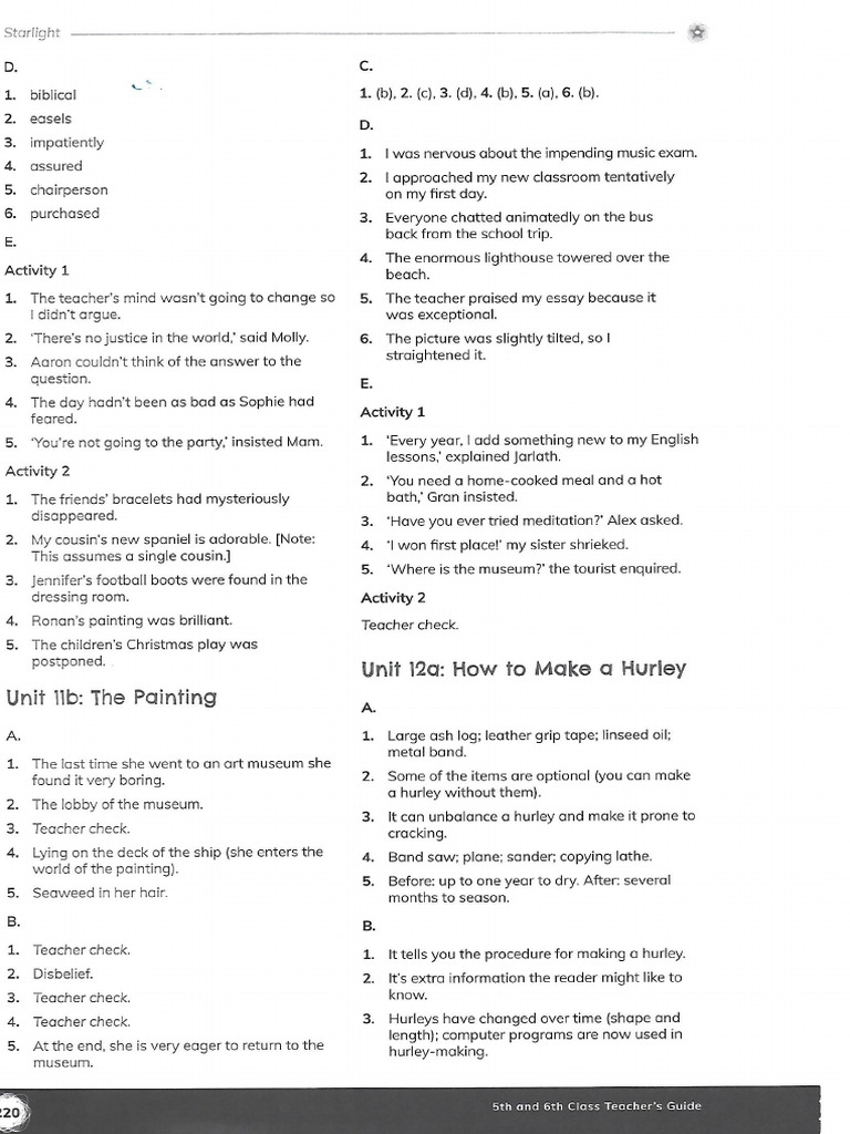 5th and 6th Class Starlight Unit 12A How To Make A Hurley 11th May | PDF