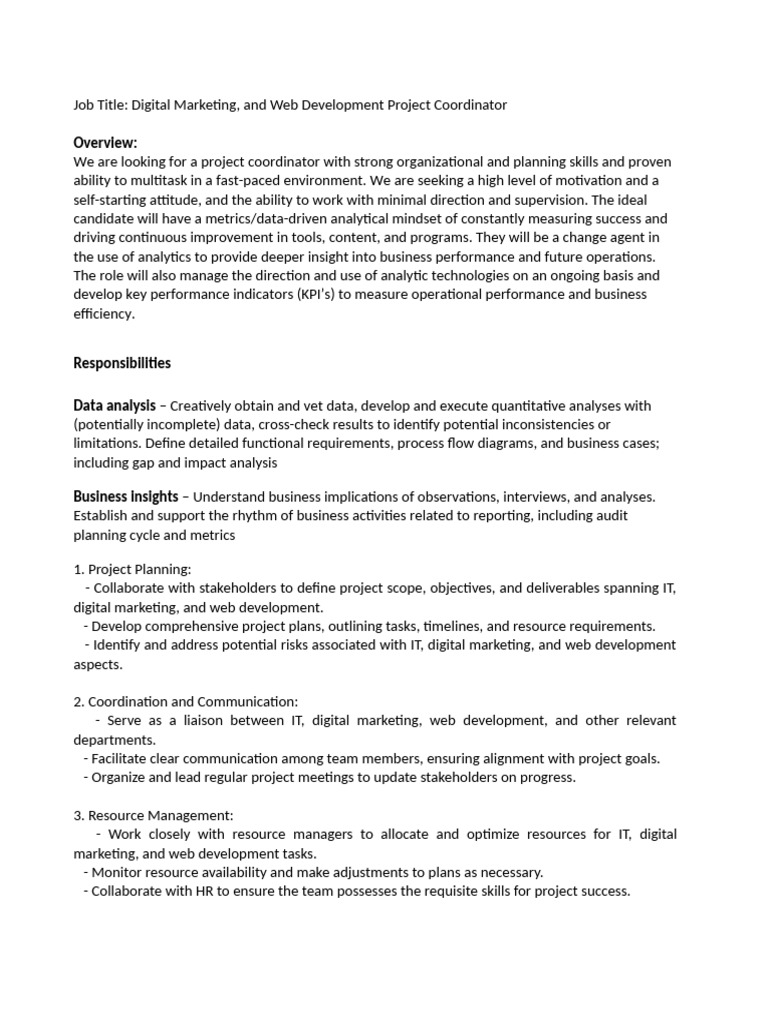 Project Coordinator | PDF