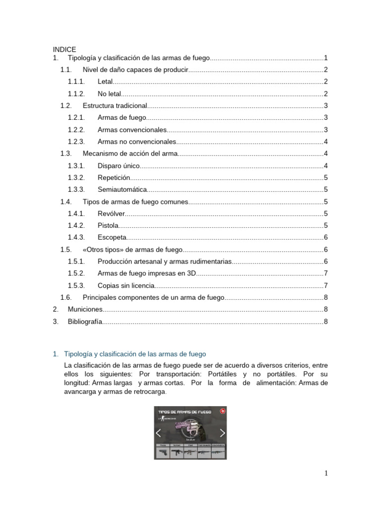 Tipología y Clasificación de Las Armas de Fuego | PDF