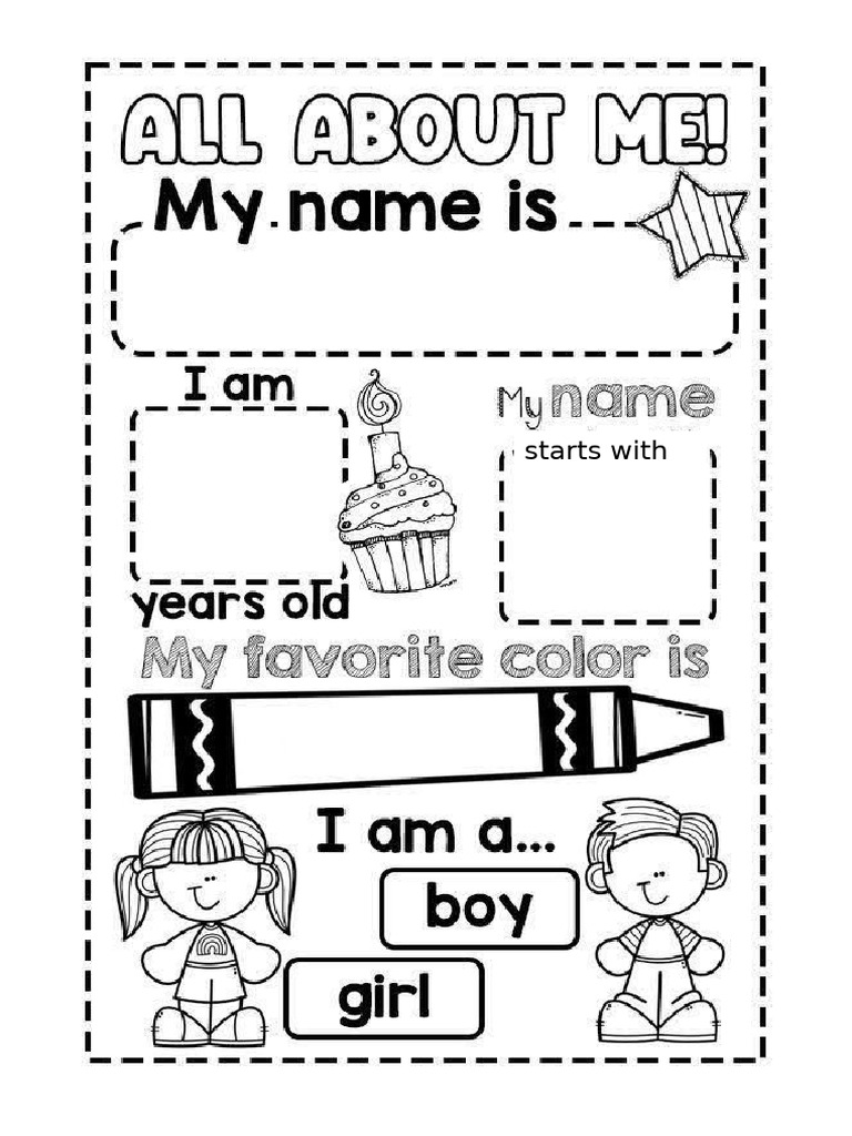 All About Me Worksheet - First Day of School | PDF