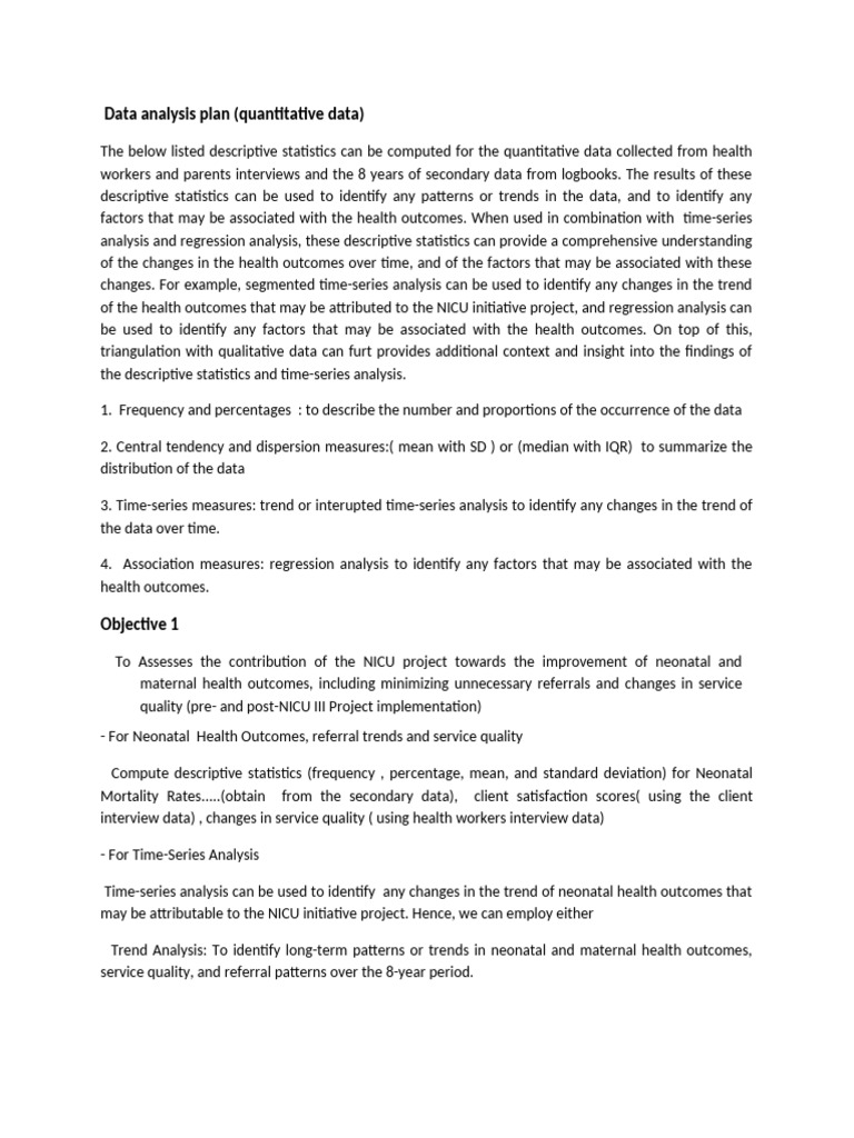 Data Analysis Plan_quantitative Data | PDF