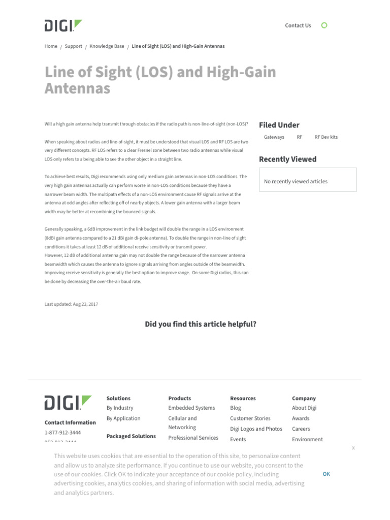 Line of Sight (LOS) and High-Gain Antennas - Digi International | PDF