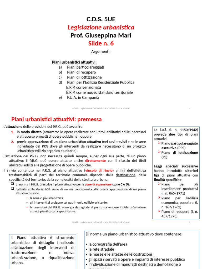 Slide 6 MARI 5UE Piani Urbanistici Attuativi 2023 | PDF