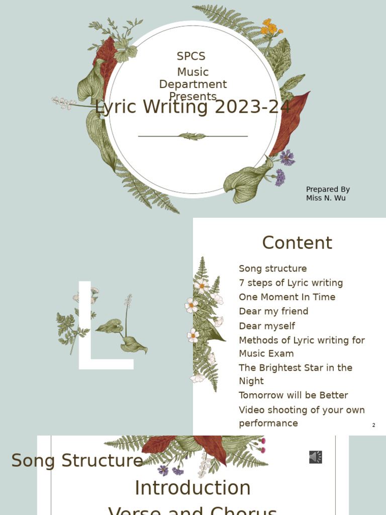 Notes On Lyric Writing 2023-24 | PDF