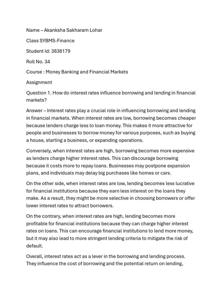 Money Banking Assignment | PDF