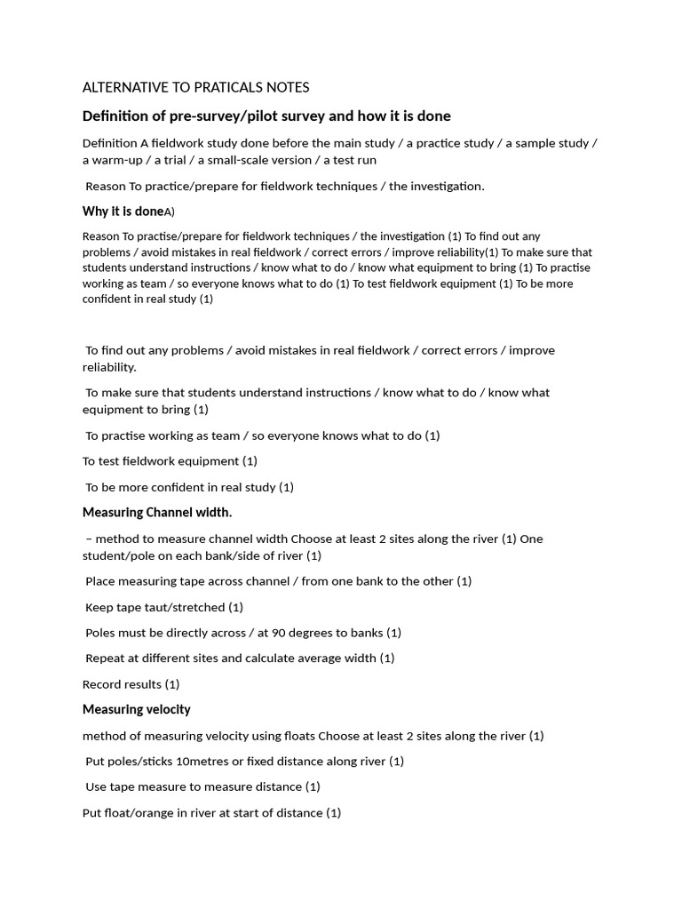 Alternative To Praticals Notes | PDF