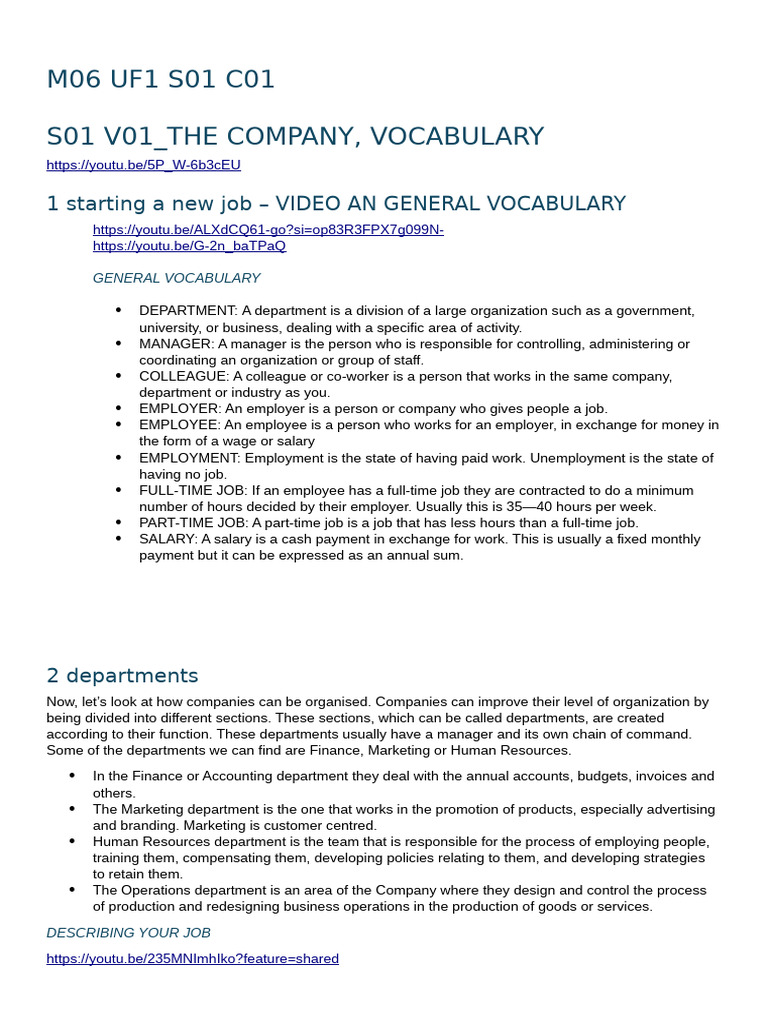 M06 Uf1 S01 C01 The Company - Present - Simple - Continuous | PDF