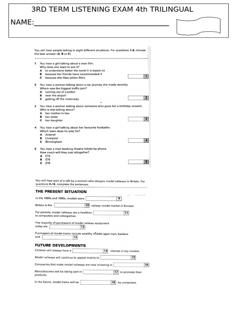 Listening 3rd TERM | PDF