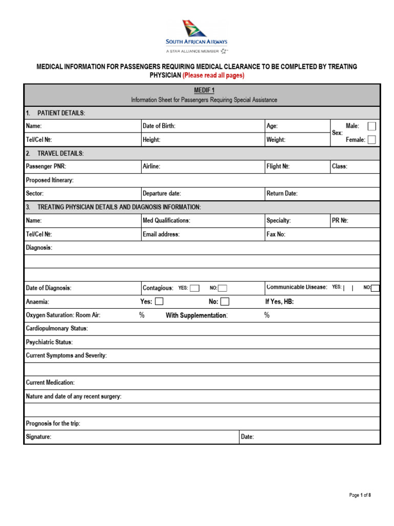 SAA MEDIF Medical Form Updated 29 May 2024 | PDF