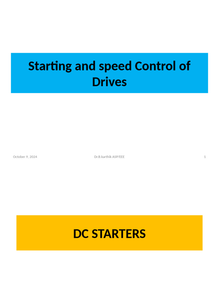 Starting and Speed Control of DC Drives | PDF | Electric Motor | Brake