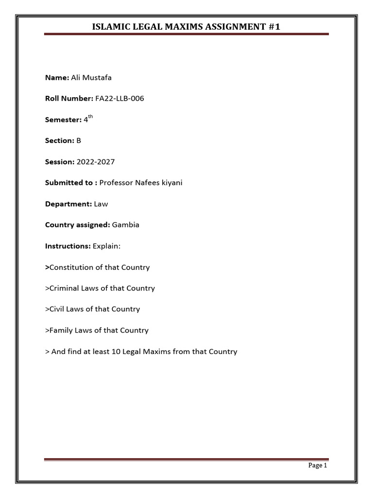 Islamic Legal Maxims Assignment #2 | PDF