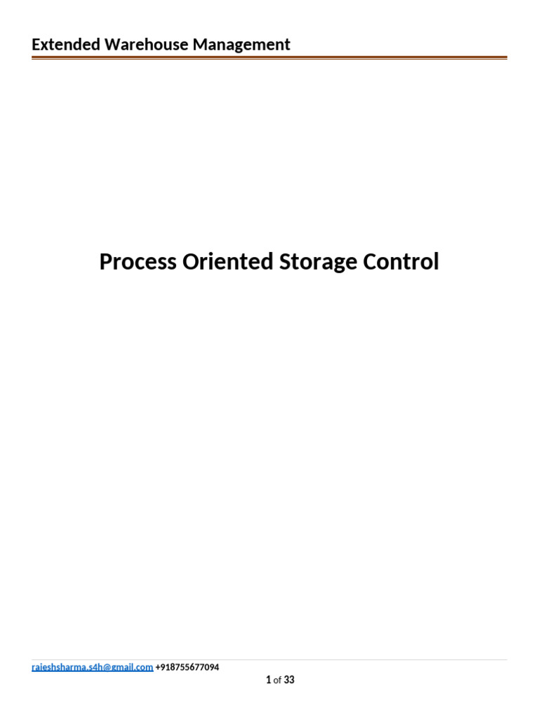 WMS-11- Configure Process Oriented Storage Control | PDF