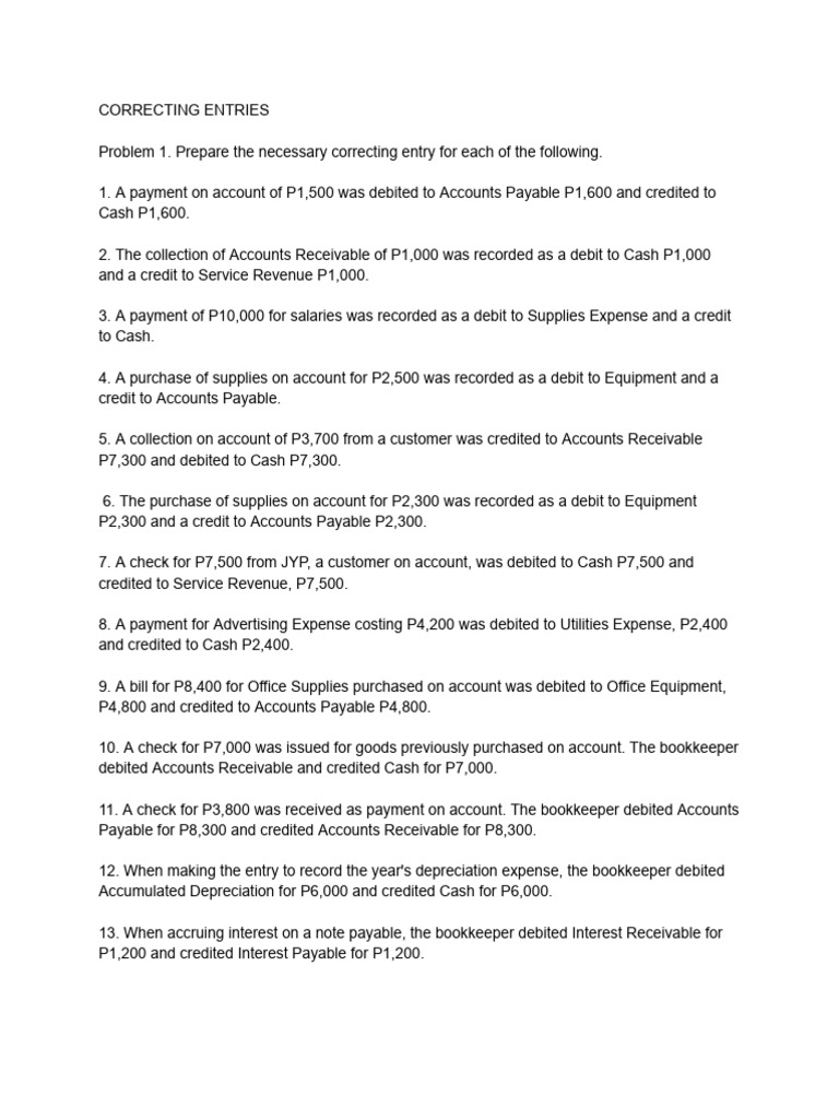 Correcting Entries | PDF